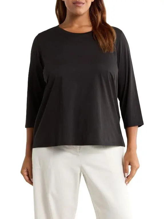 Eileen Fisher Organic Cotton Boxy Top - Black