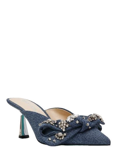 Betsey Johnson Kena Embellished Bow Pointed Toe Mule - Denim