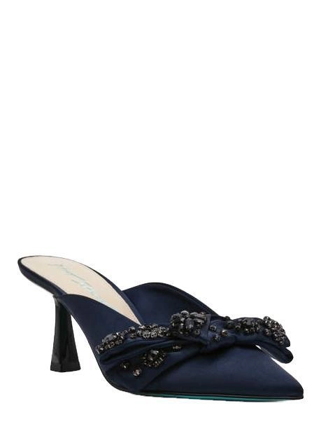Betsey Johnson Kena Embellished Bow Pointed Toe Mule - Navy