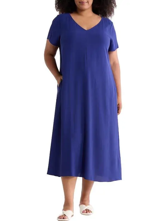 Eileen Fisher Silk Midi Dress - Infinity