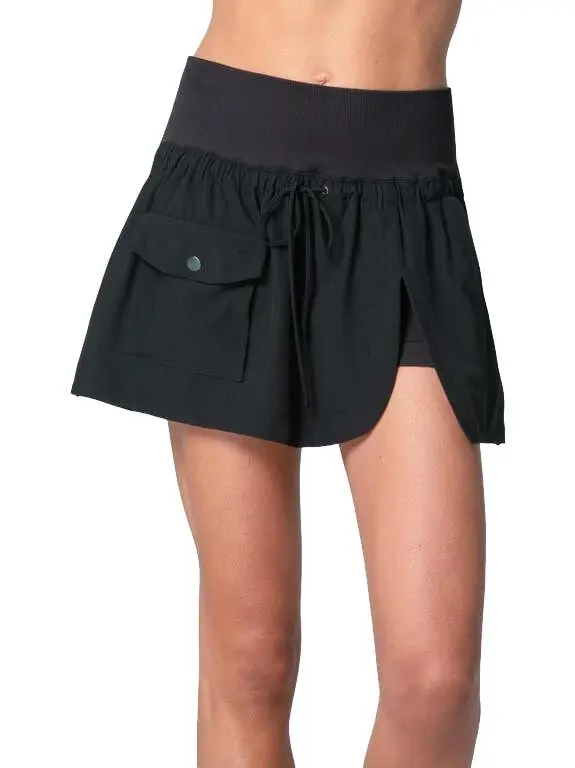 Lucky In Love Cargo Pocket Wrap Mini Skirt - Black