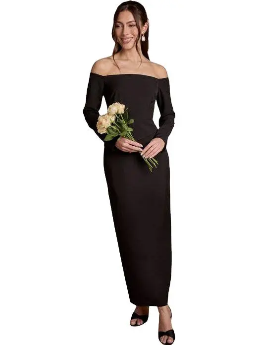 Coast Bardot Maxi Dress With Long Sleeves - Black
