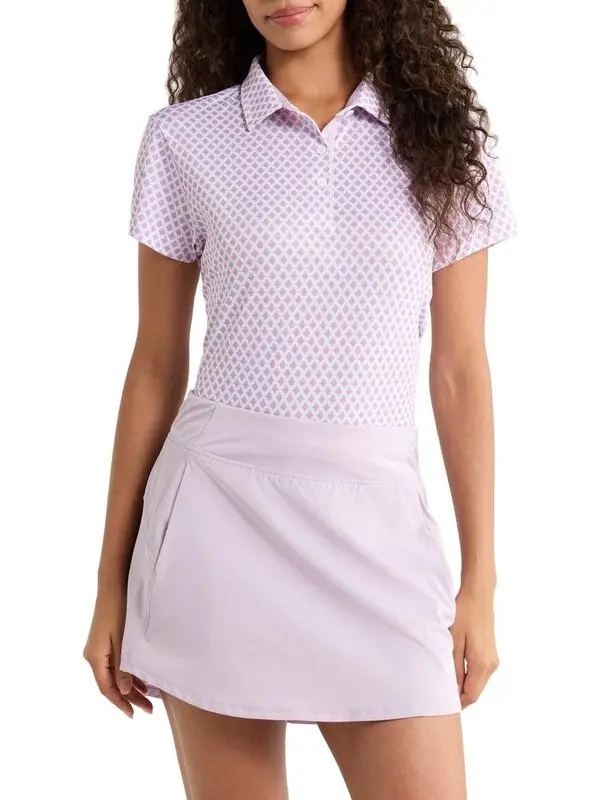 SWANNIES Geometric Print Piqué Polo - Lavender Frost
