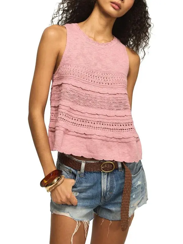 Lucky Brand Pointelle Knit Tank - Lilas