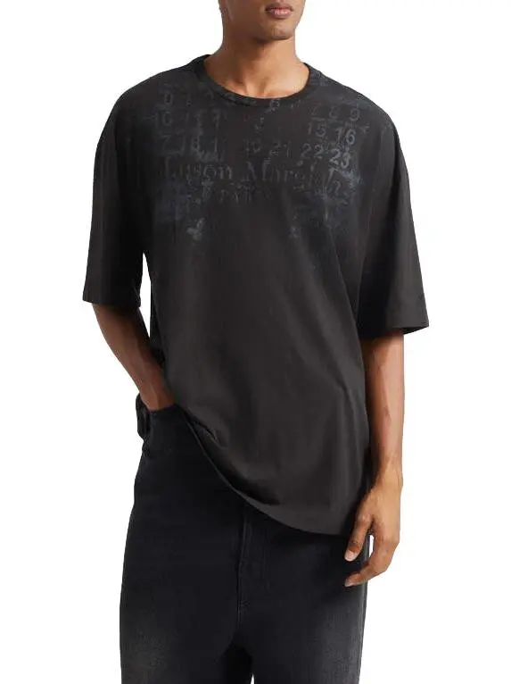 MAISON MARGIELA Numeric Cotton Oversize Graphic T-shirt - Washed Black
