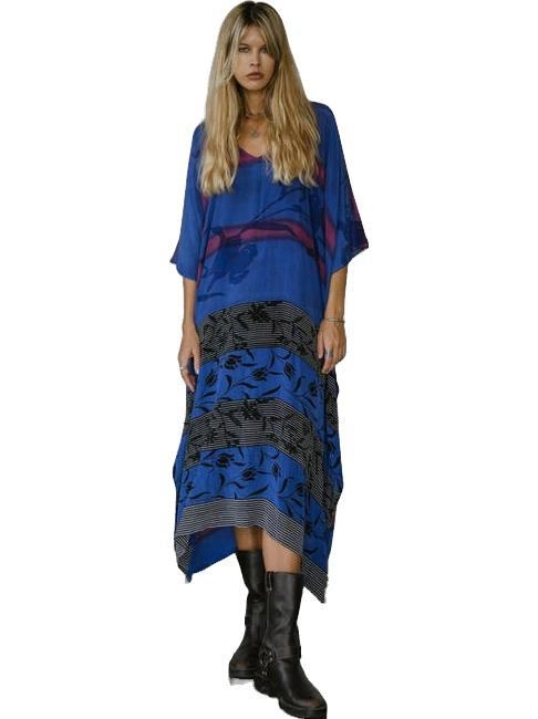 SUN CHILD Long Caftan Lyman - Periwinkle