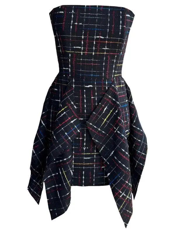 MIRIMALIST Strapless Tweed Mini Dress - Black