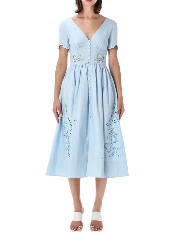 SELF-PORTRAIT Embroidered Midi Dress - Blue