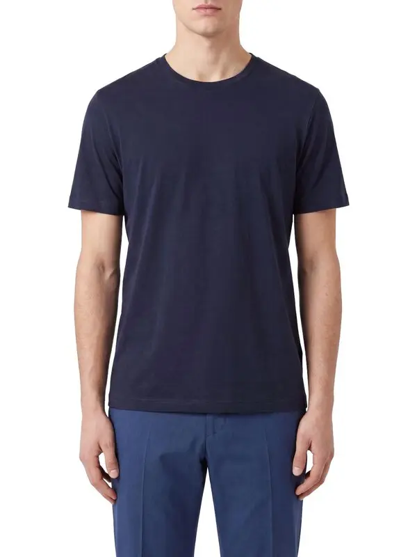Herno Short-sleeved Crew Neck T-shirt In Pure Cotton - Blue 1