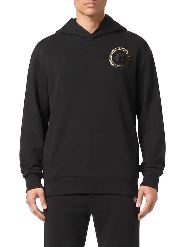 PLEIN SPORT Slim Fit Cotton Hoodie - Black