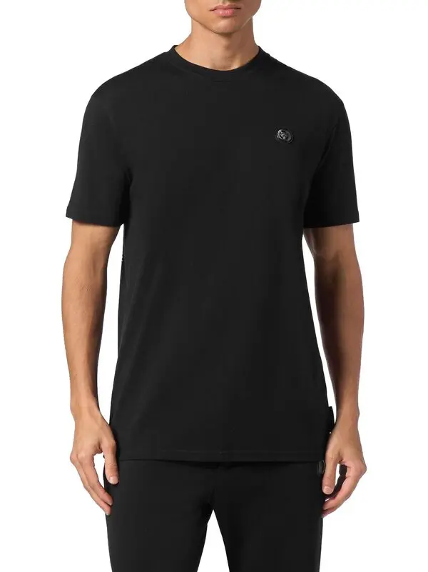 PLEIN SPORT Slim Fit Cotton T-shirt With Contrast Logo Print - White 1