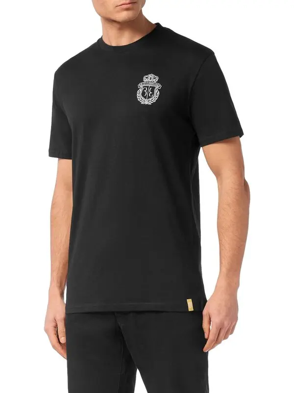 BILLIONAIRE Slim Fit Cotton T-shirt With Embroidered Crest - Black