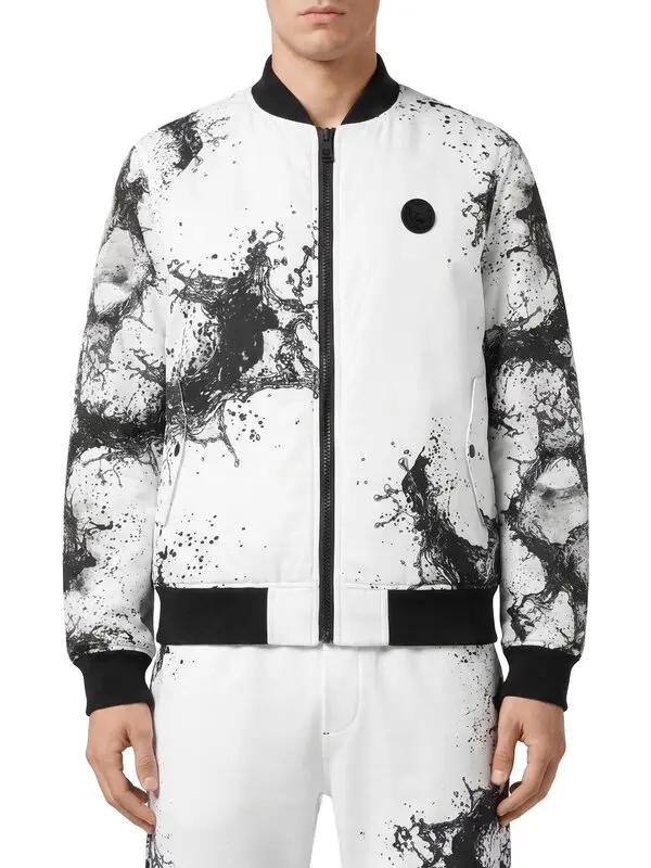 PLEIN SPORT Bomber Jacket With Graphic Print - White