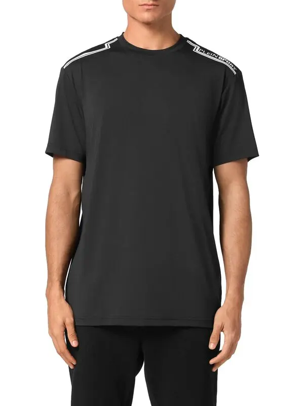 PLEIN SPORT Slim Fit T-shirt With Contrast Logo Print - Black