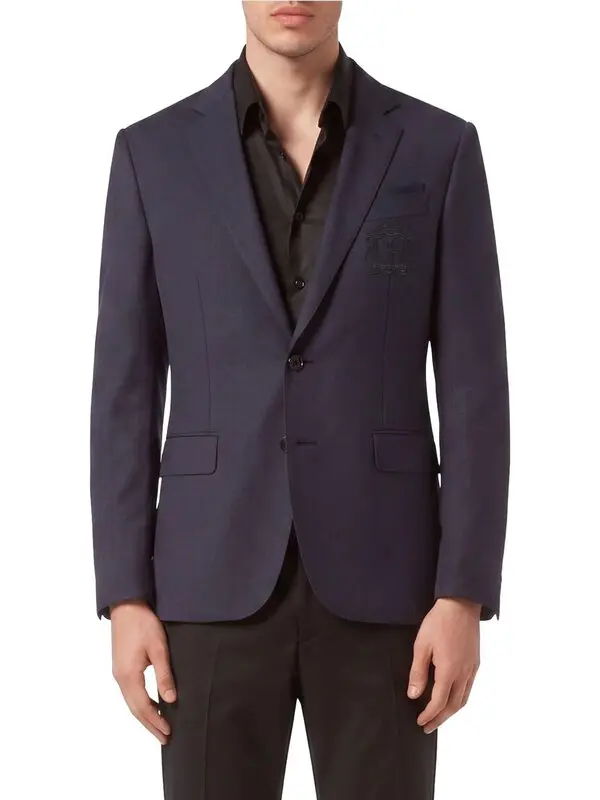 BILLIONAIRE Single-breasted Wool Blend Blazer With Classic Lapels And Flap Pockets - Blue