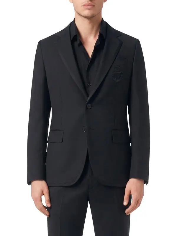 BILLIONAIRE Elegant Single-breasted Wool Blend Blazer With Two-button Closure - Black
