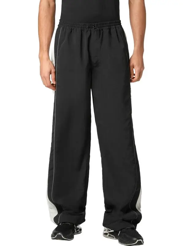 PLEIN SPORT Wide-leg Technical Fabric Jogging Trousers With Drawstring - Black