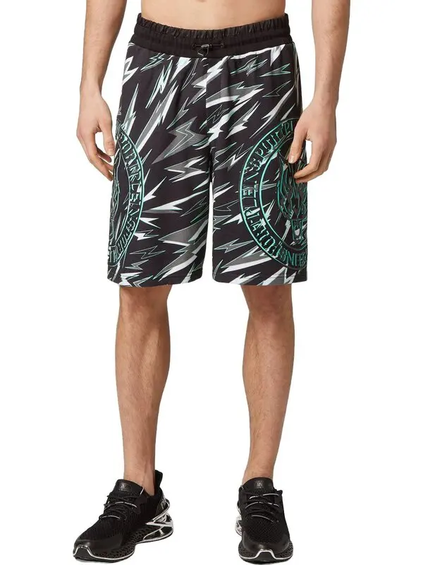 PLEIN SPORT Graphic Print Shorts - Black