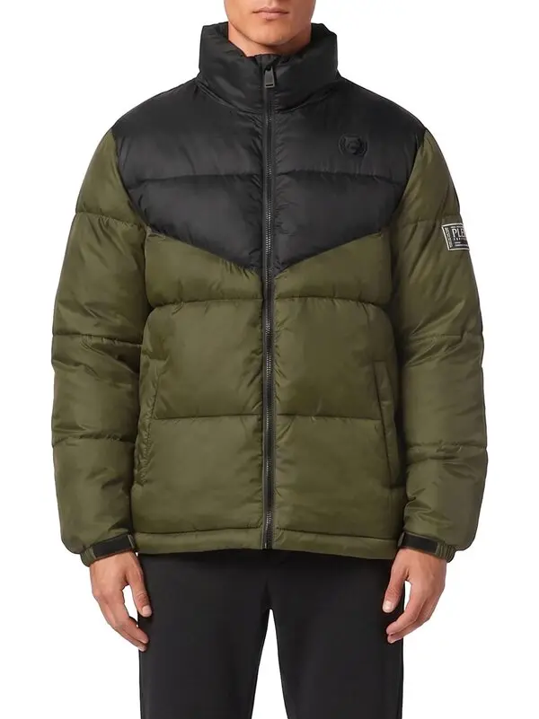 PLEIN SPORT Short Quilted Technical Fabric Puffer Jacket With High Neck And Zip Closure - Black 1