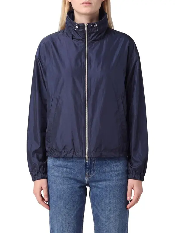 Herno Short Water-repellent Taffeta Windbreaker Jacket With Hood And High Neck - Blue