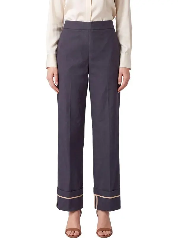 Herno High-waisted Wide-leg Trousers In Water-repellent Cotton Gabardine - Blue