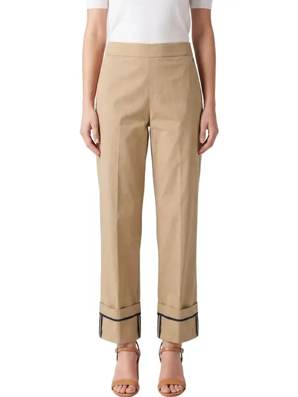Herno High-waisted Wide-leg Trousers In Water-repellent Cotton Gabardine - Camel