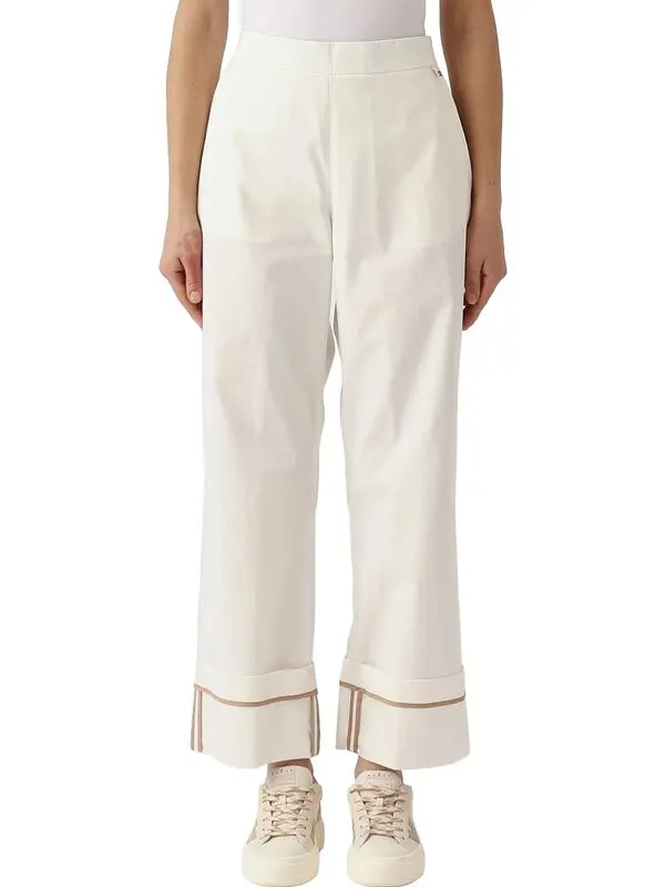 Herno High-waisted Wide-leg Trousers In Water-repellent Cotton Gabardine - White