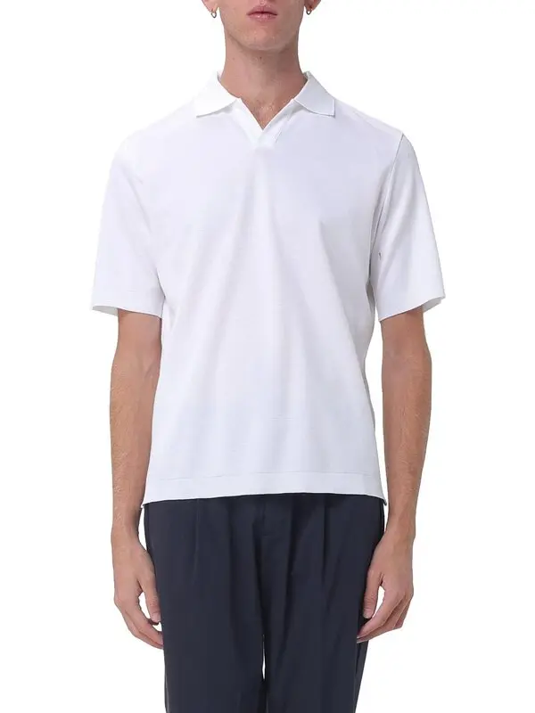 Herno Short-sleeved Polo Shirt In Cotton With Classic Collar And V-neck - White