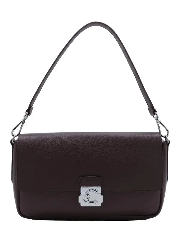 COCCINELLE C-me Lock Pebbled Leather Shoulder Bag With Buckle Closure - Blueberry