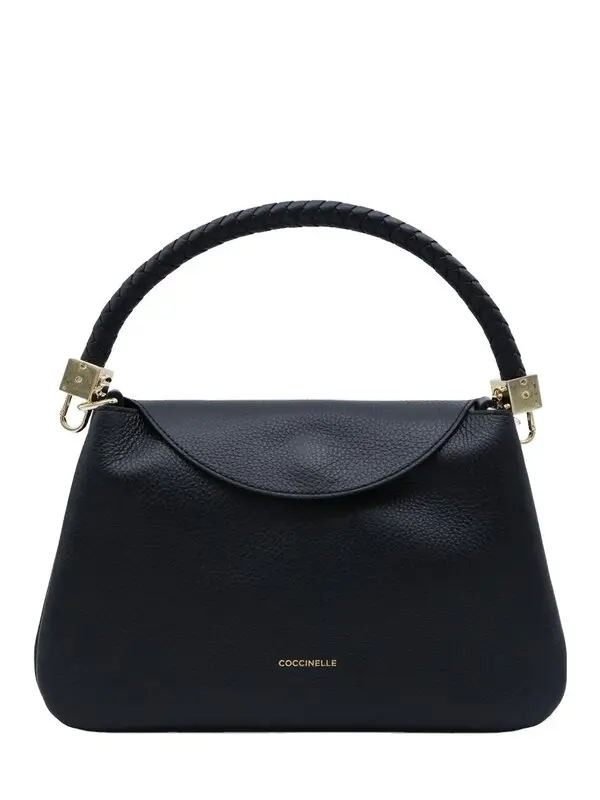 COCCINELLE Leather Shoulder Bag With Braided Handle - Black