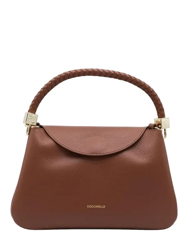 COCCINELLE Leather Shoulder Bag With Braided Handle - Brown