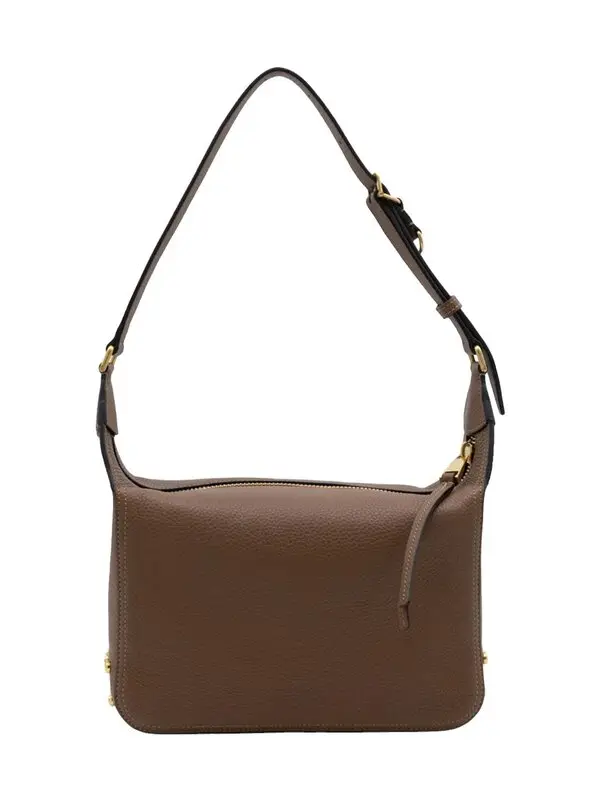 TOD'S Metal Dots Hammered Leather Shoulder Bag - Brown