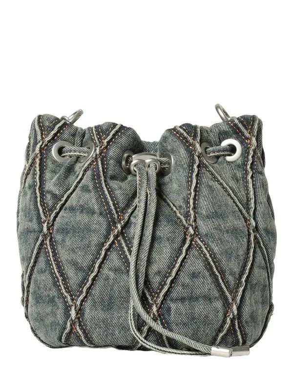 DIESEL® Quilted Drawstring Shoulder Bag - Denim