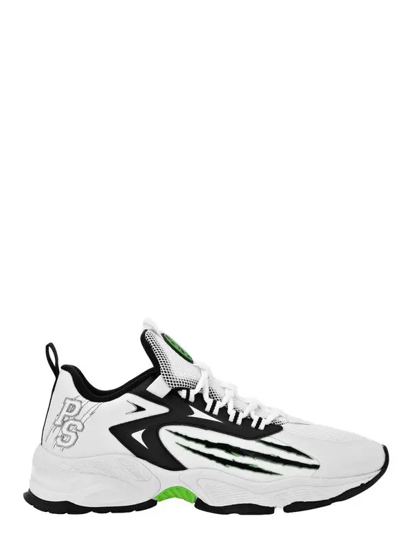 PLEIN SPORT Multicolour Mesh Low-top Trainers With Serrated Sole And Pull-tab - White 1
