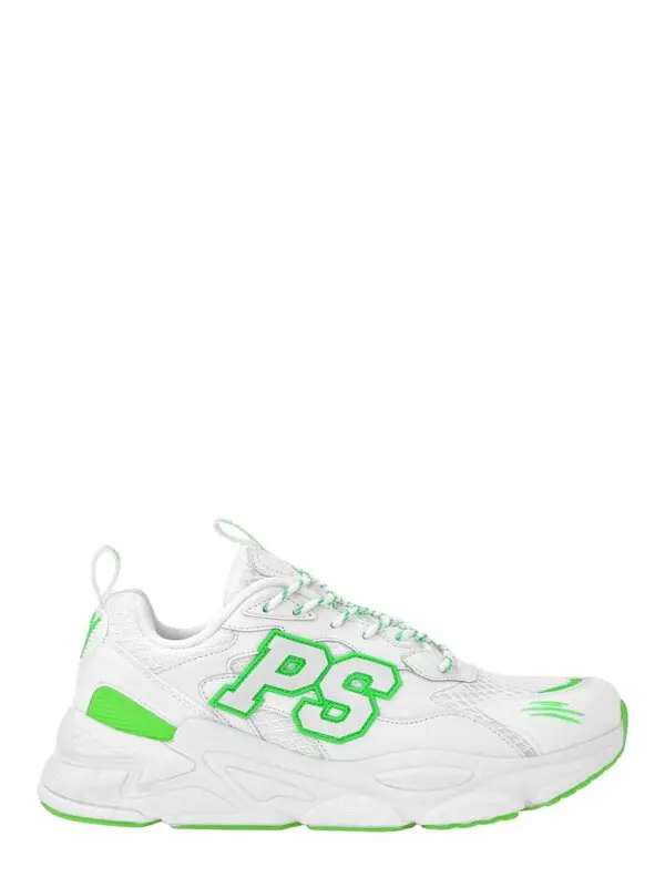 PLEIN SPORT Leather And Mesh Low-top Trainers With Contrast Monogram - White