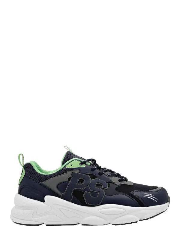 PLEIN SPORT Low-top Leather And Mesh Monogram Sneakers - Blue