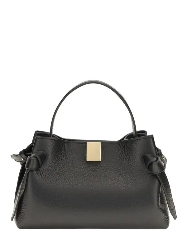 Yuzefi Textured Leather Top Handle Bag - Black