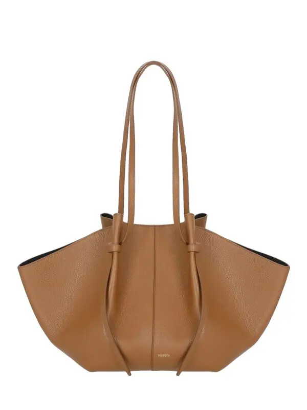 Yuzefi Large Mochi Shoulder Bag In Grained Leather - Beige