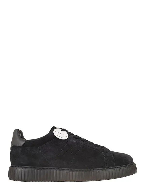 Hogan Suede Lace-up Sneakers With Perforated H Logo - Blue