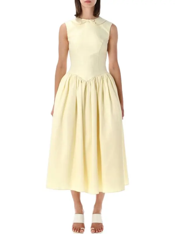 SELF-PORTRAIT Collared Midi Dress - Yellow
