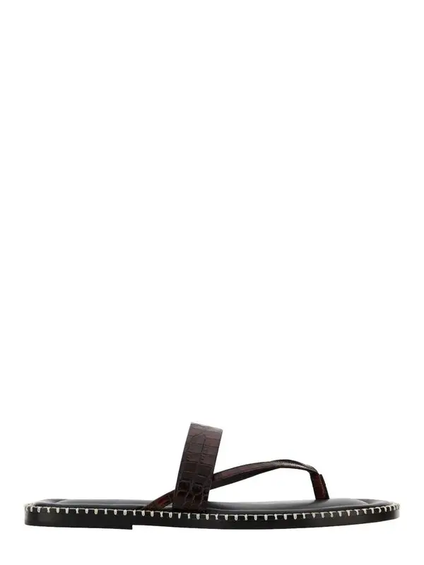 Dries Van Noten Croc Effect Thong Sandals - Brown