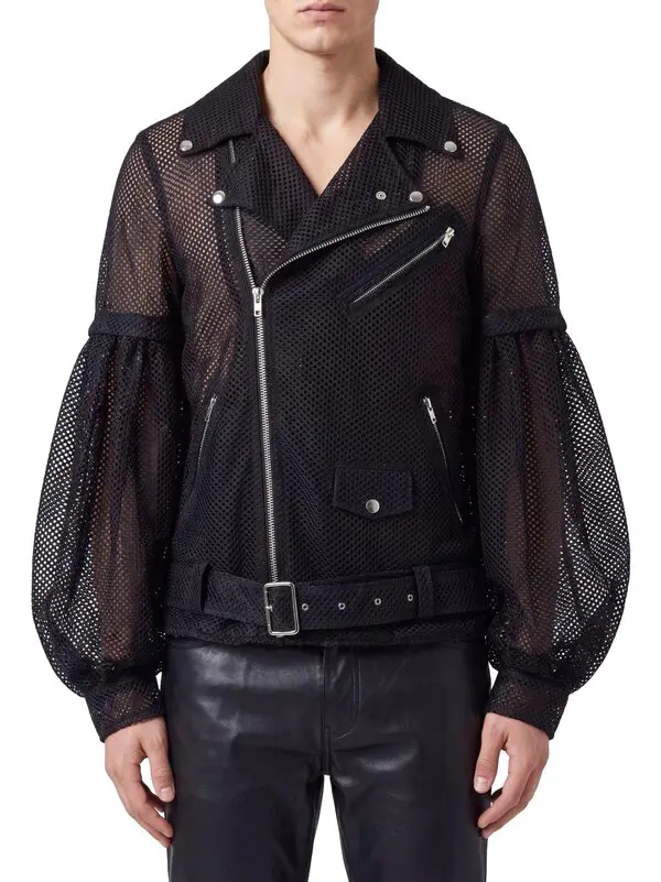 Comme Des Garçons Mesh Moto Jacket - Black