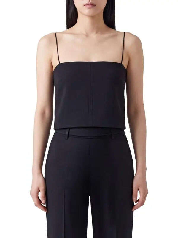 FORTE_FORTE Cropped Linen Blend Bandeau Top - Black
