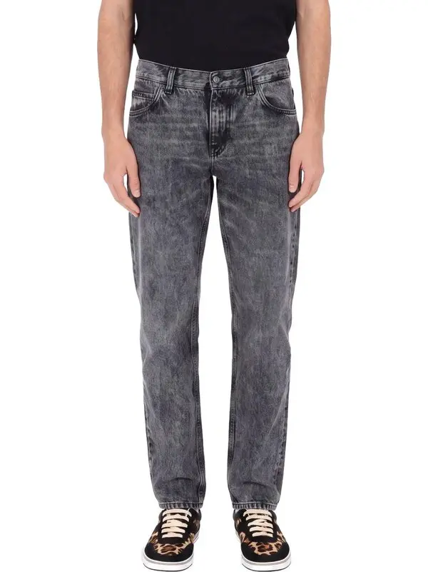 Dolce & Gabbana Acid Wash Straight Leg Jeans - Black