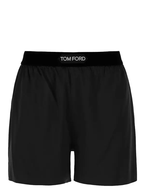 TOM FORD Silk Shorts With Velvet Band - Black