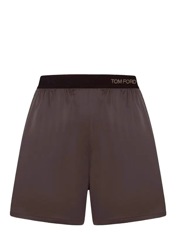 TOM FORD Silk Shorts With Velvet Band - Brown