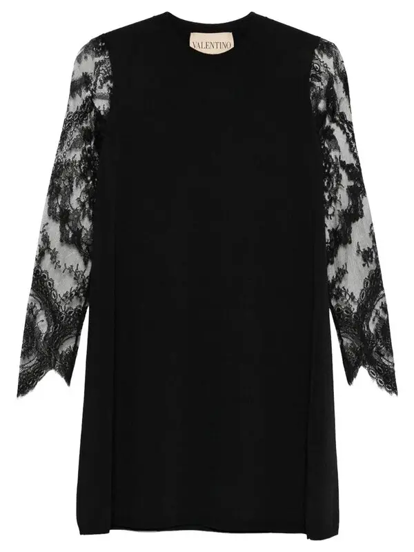 Valentino Garavani Mini Dress With Lace Sleeves - Black