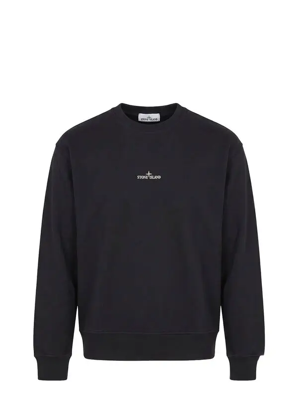 Stone Island Crew Neck Sweatshirt With Back Print - Black