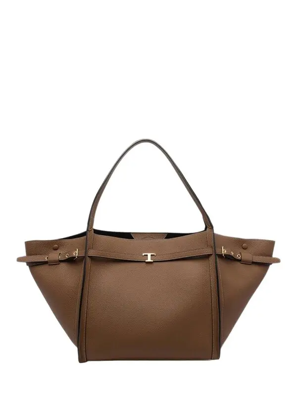 TOD`S Tod's Medium T Signature Leather Shopping Bag - Brown
