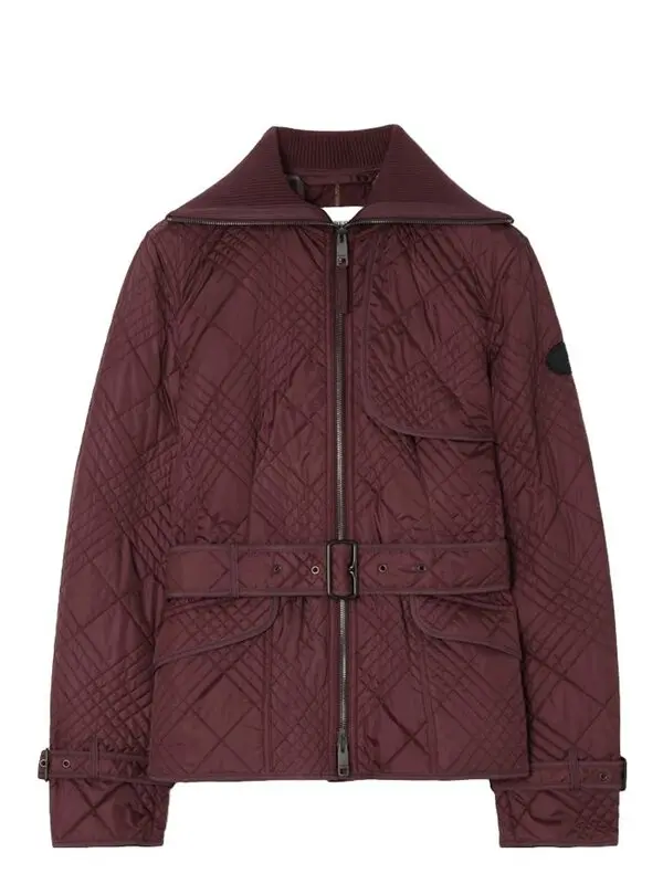 Burberry Micro Check-stitch Nylon Abbeydale Jacket - Vineyard Red